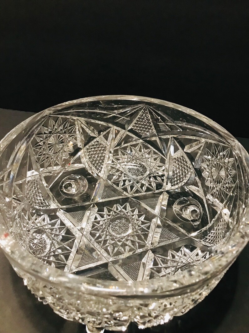 Vintage Star of David American Brilliant Period Crystal Three Footed ...