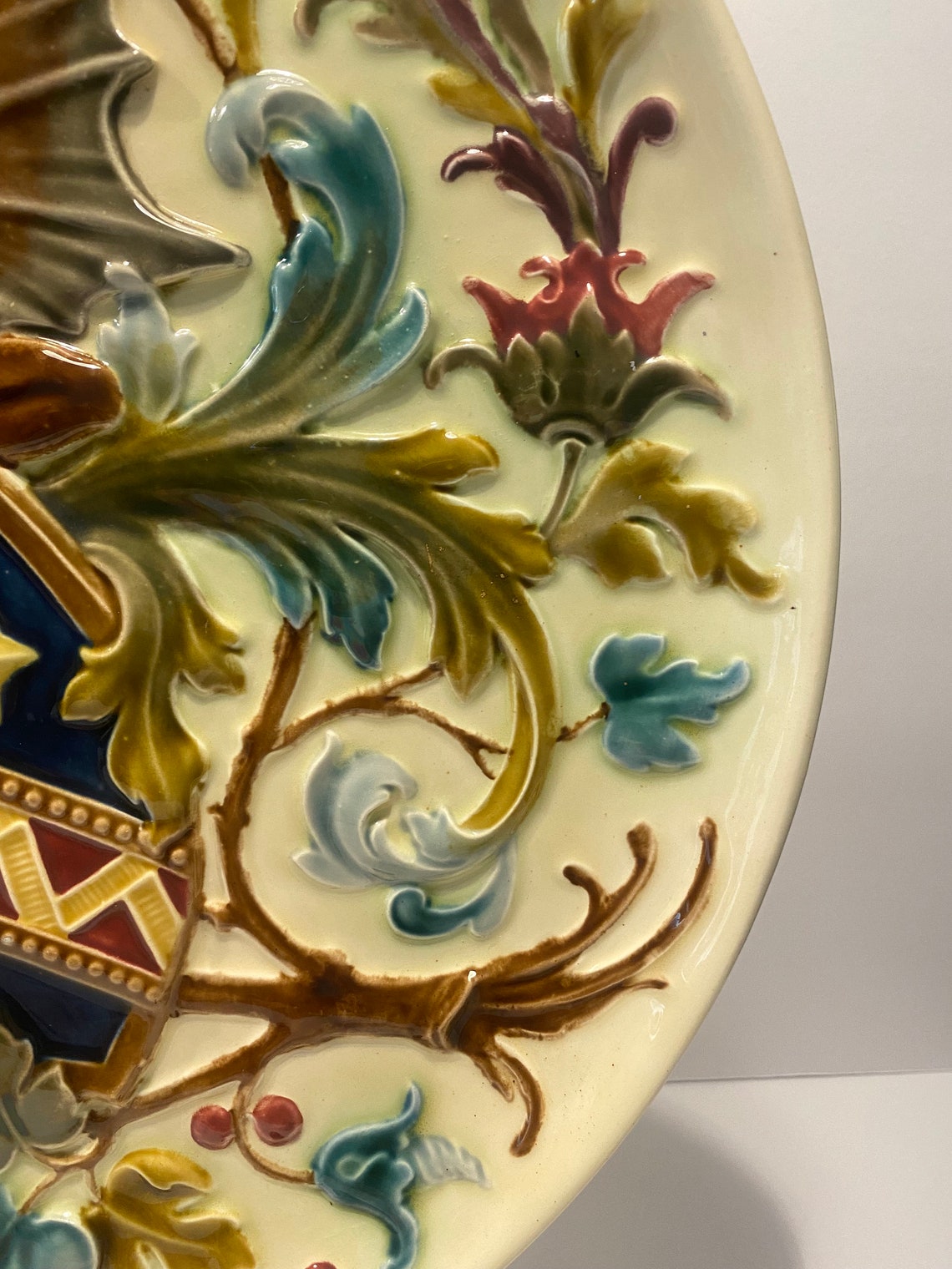 Antique Flying Dragon Rudolf Ditmar Zaim Majolica Wall Plaque 14.5 Very ...