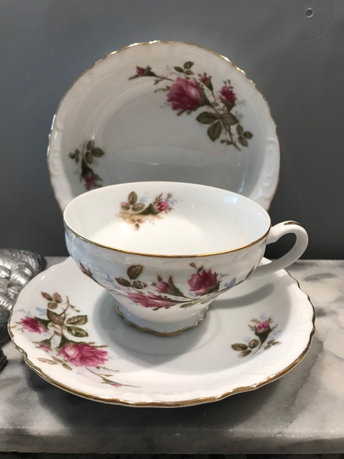 Vintage Royal Rose Fine China 3 Pc Set. - Etsy
