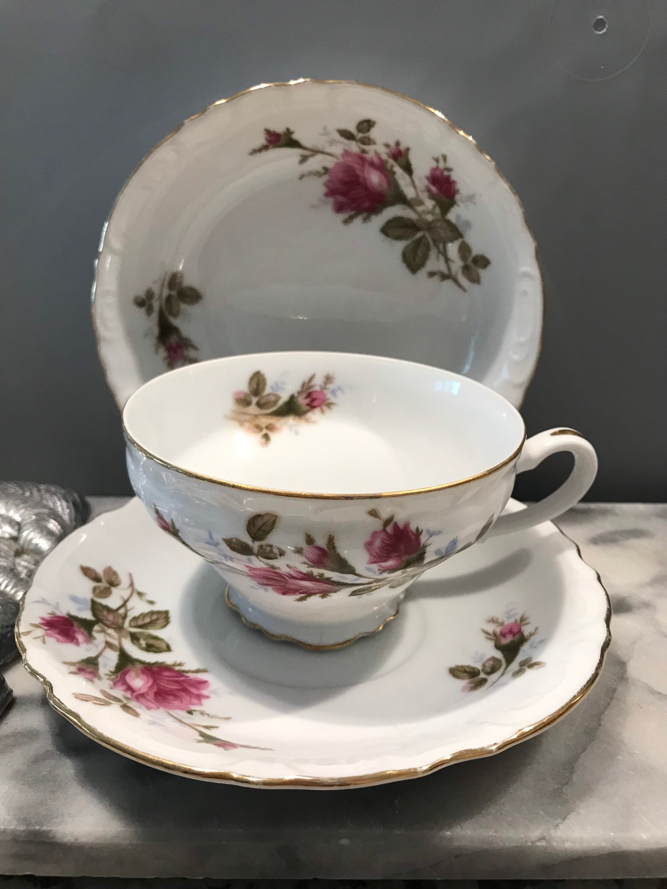 Vintage Royal Rose Fine China 3 Pc Set. - Etsy