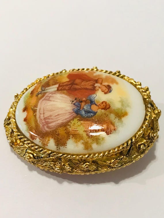 Vintage Fragonard Rococo Baroque Courting Couple Vict… - Gem