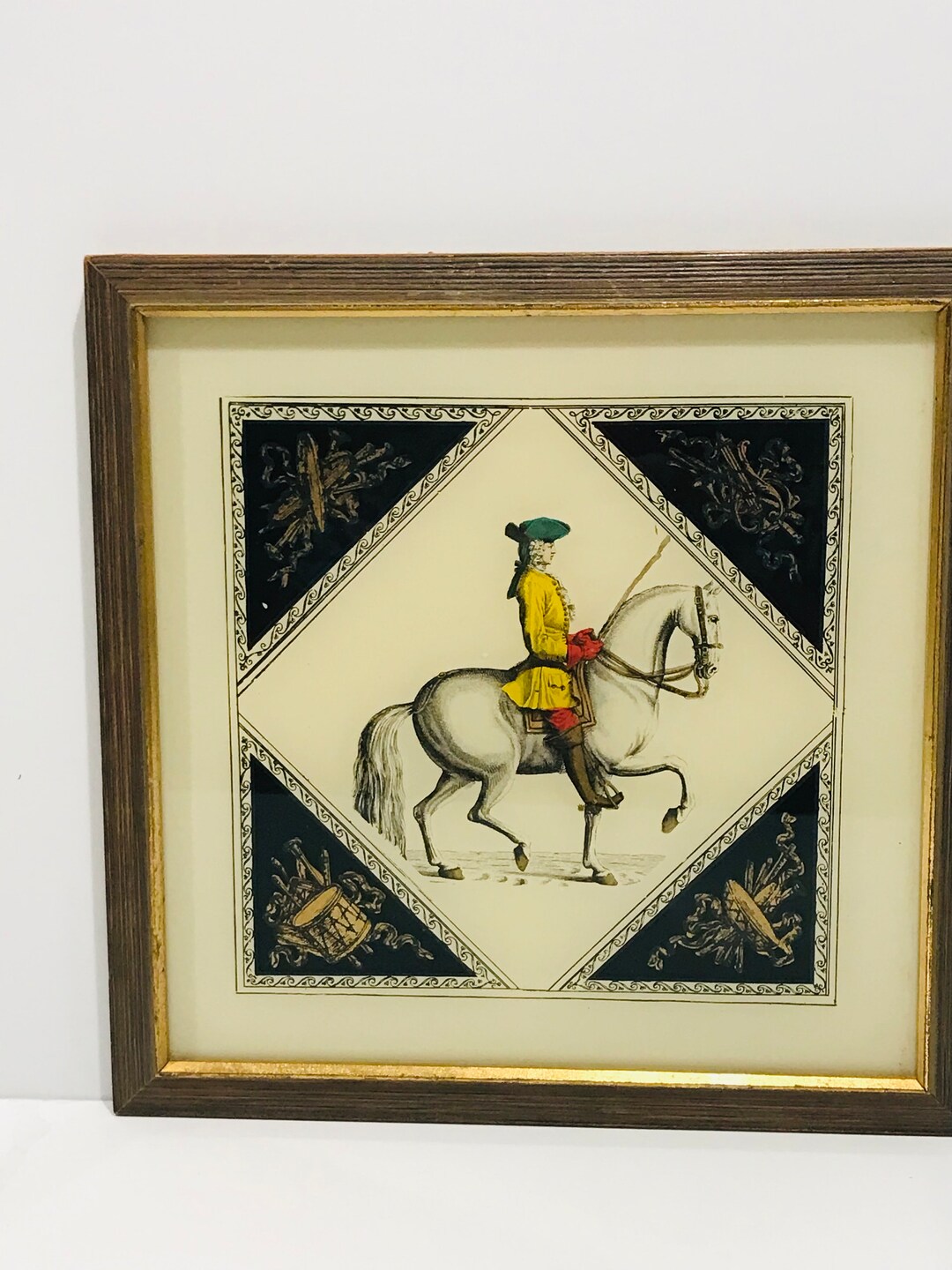 Vintage Horseman Polychrome Print Frame 99 - Etsy