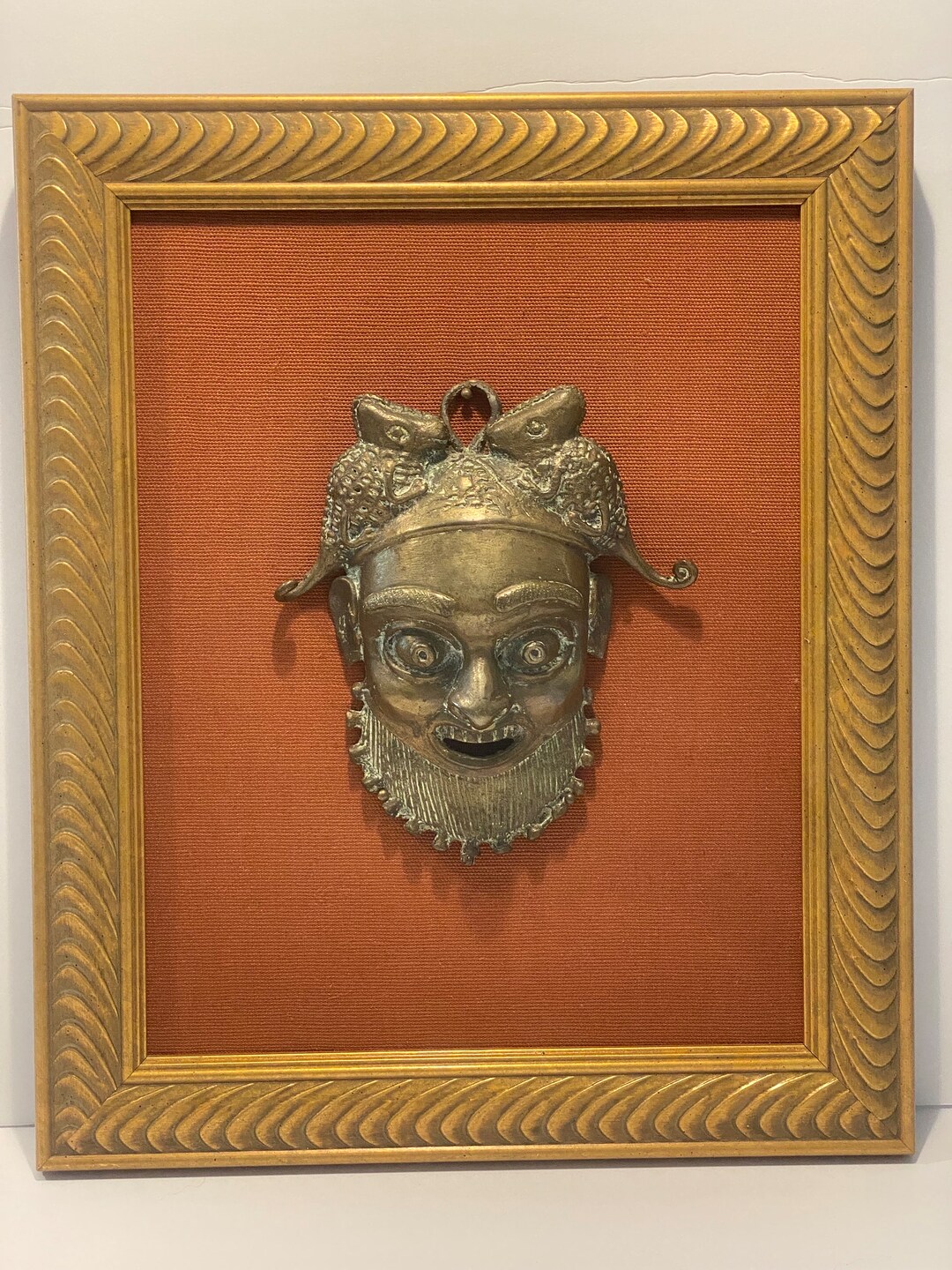 Vintage Brass Mask Framed Man Face 3D 15”-12” - Etsy