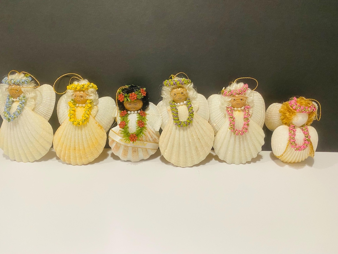 Vintage Angels Real Seashells Christmas Ornaments Set of 6 Handmade - Etsy