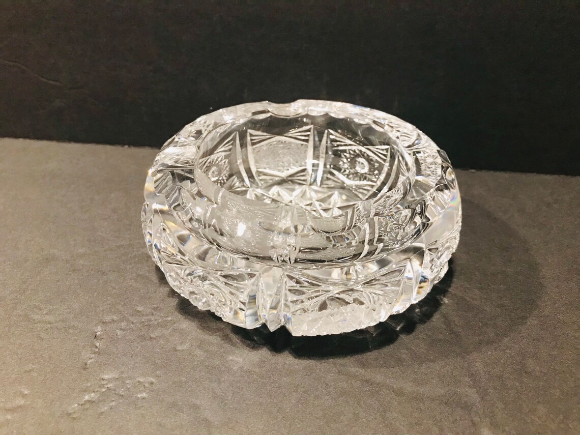 Vintage Mid Century Dish Cut Crystal Ash Tray Hob Stars 4.5 - Etsy