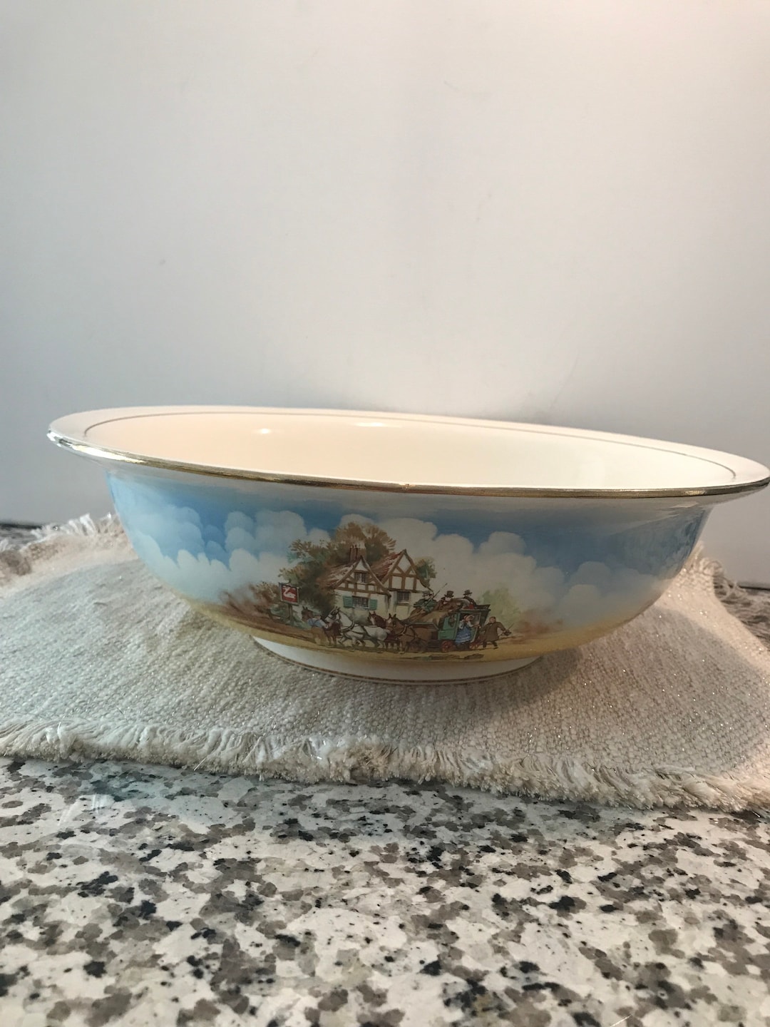 Antique England Falcon Ware by T. Lawrence Large Wash Bowl Gold Trim ...