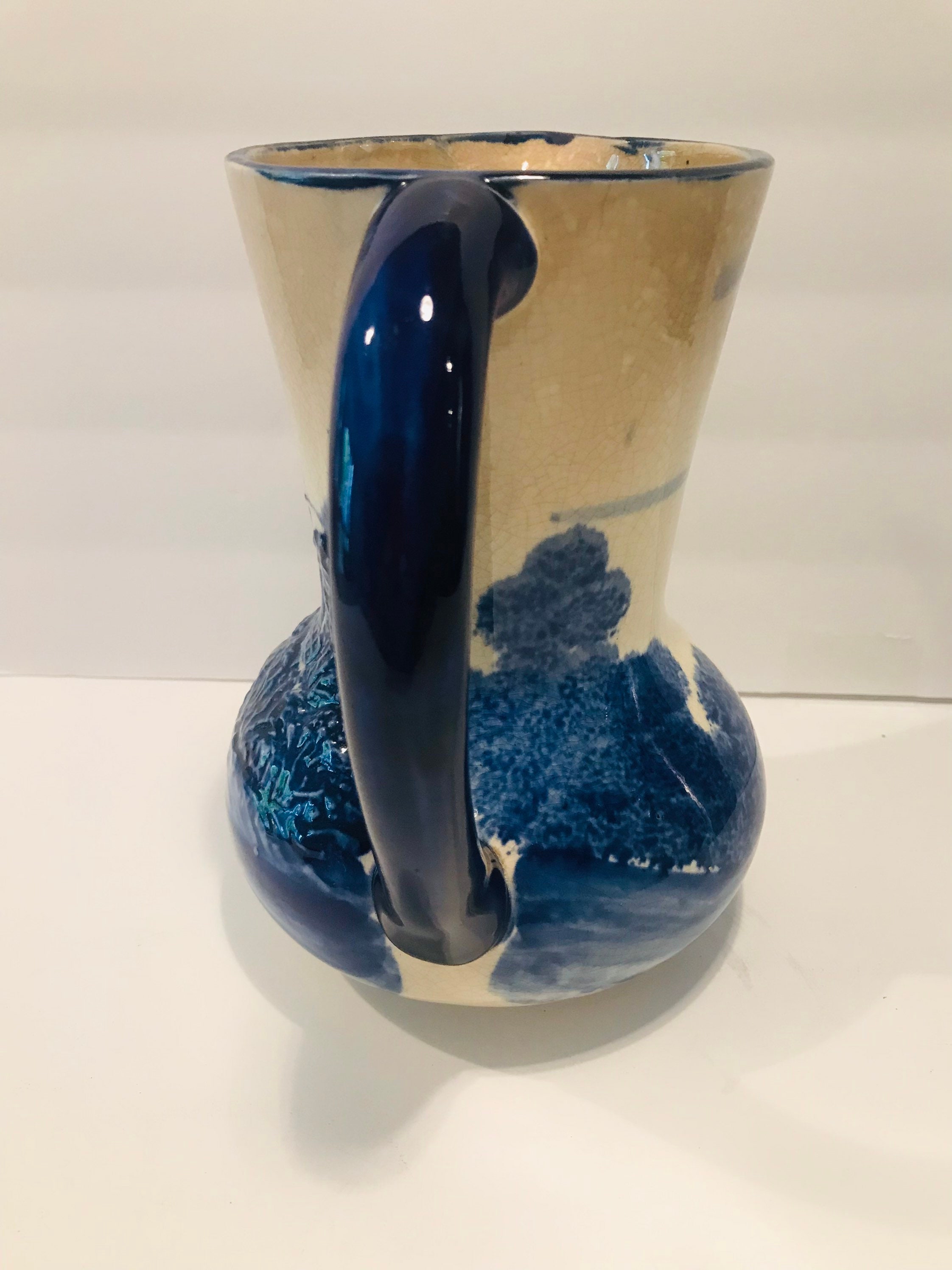 Antique Distressed Pitcher Lue White Windmill Design Made in Japan 8 - Etsy