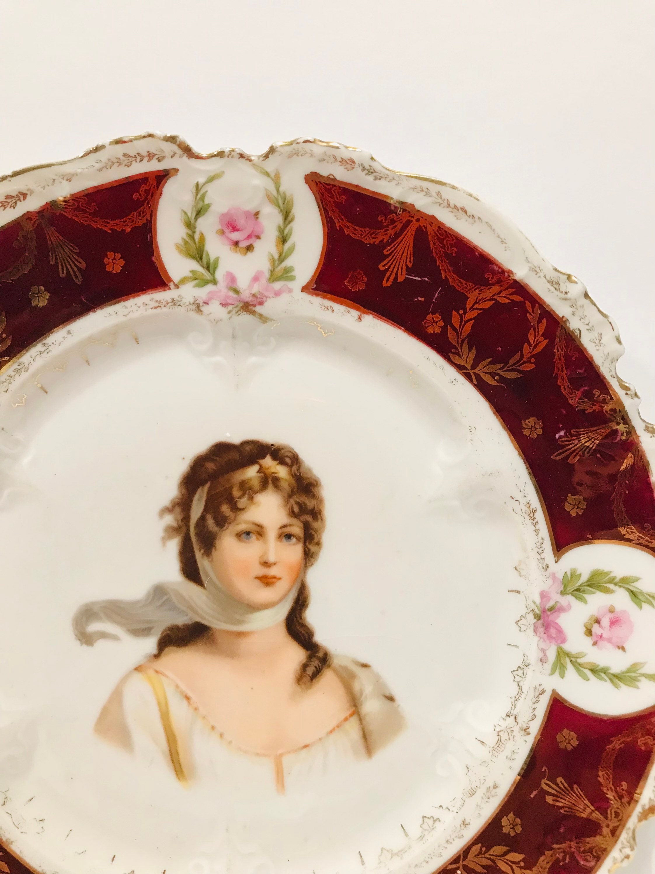Antique Prussia Prov Saxe ES Germany Porcelain Plate Scalloped Edges ...