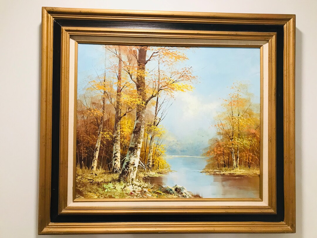 Vintage Oil Painting River Landscape Signed by Edward Runci - Etsy