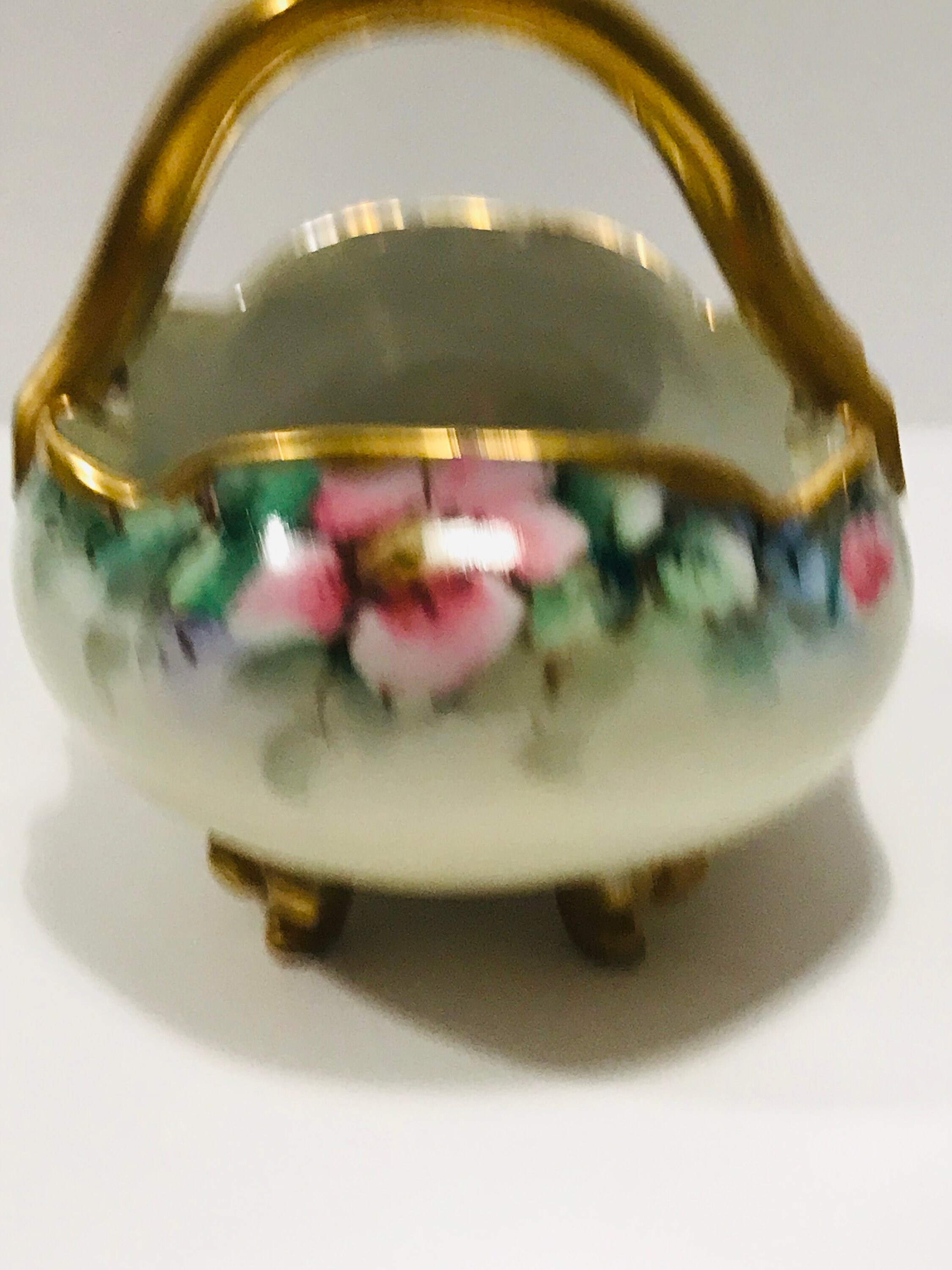 Antique Osborn China Hand Painted Pink Flowers Gold Trim Legged ...