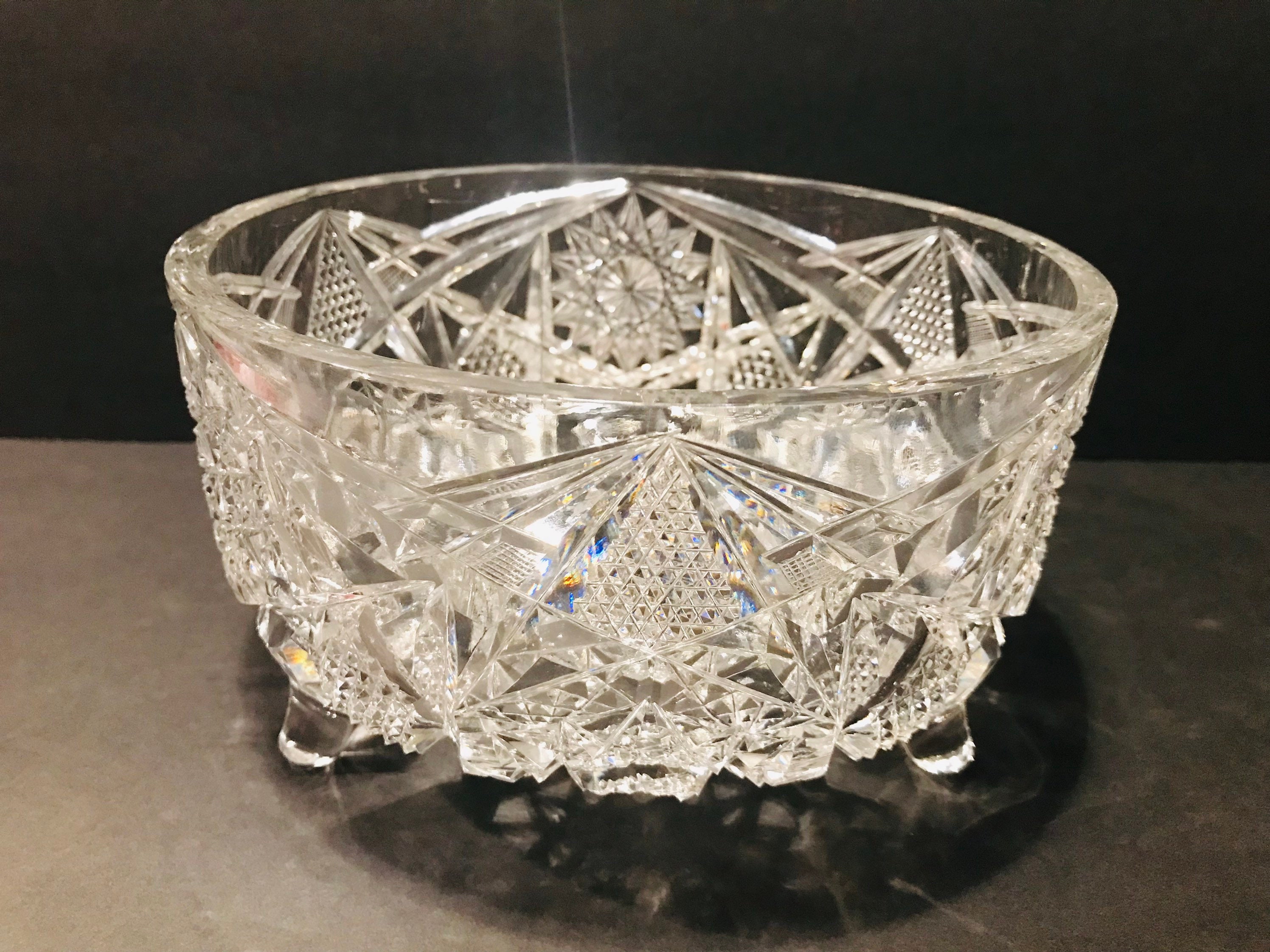 Vintage Star of David American Brilliant Period Crystal Three Footed ...