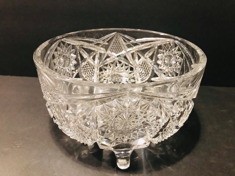 Vintage Star of David American Brilliant Period Crystal Three Footed ...