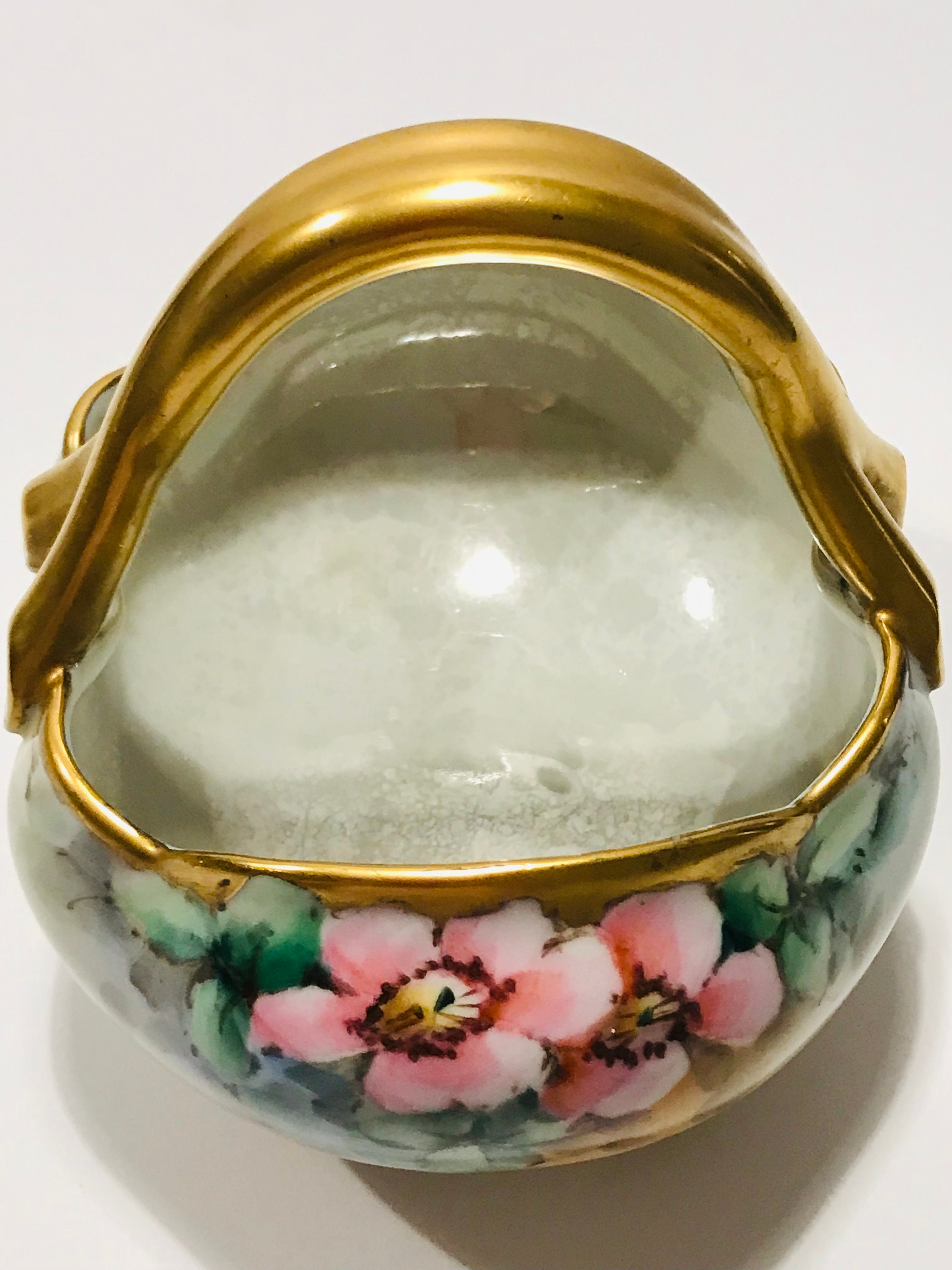 Antique Osborn China Hand Painted Pink Flowers Gold Trim Legged ...