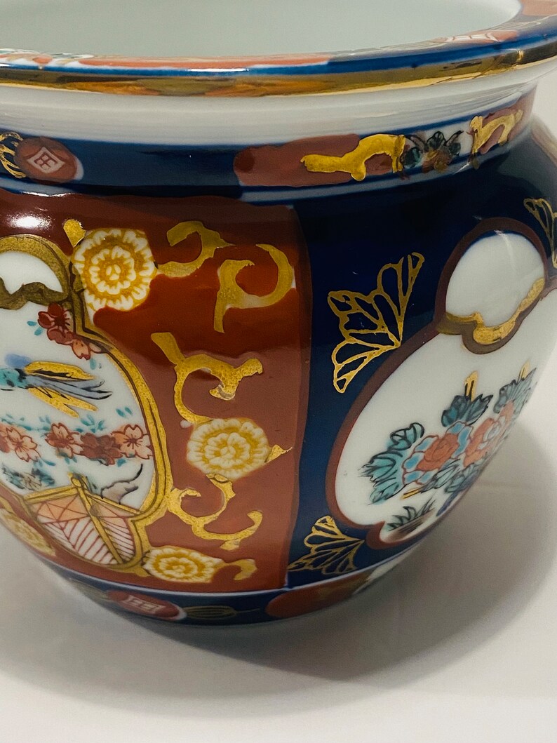 Vintage 1950s Gold Imari Hand Painted Cachepot Planter Japanese - Etsy