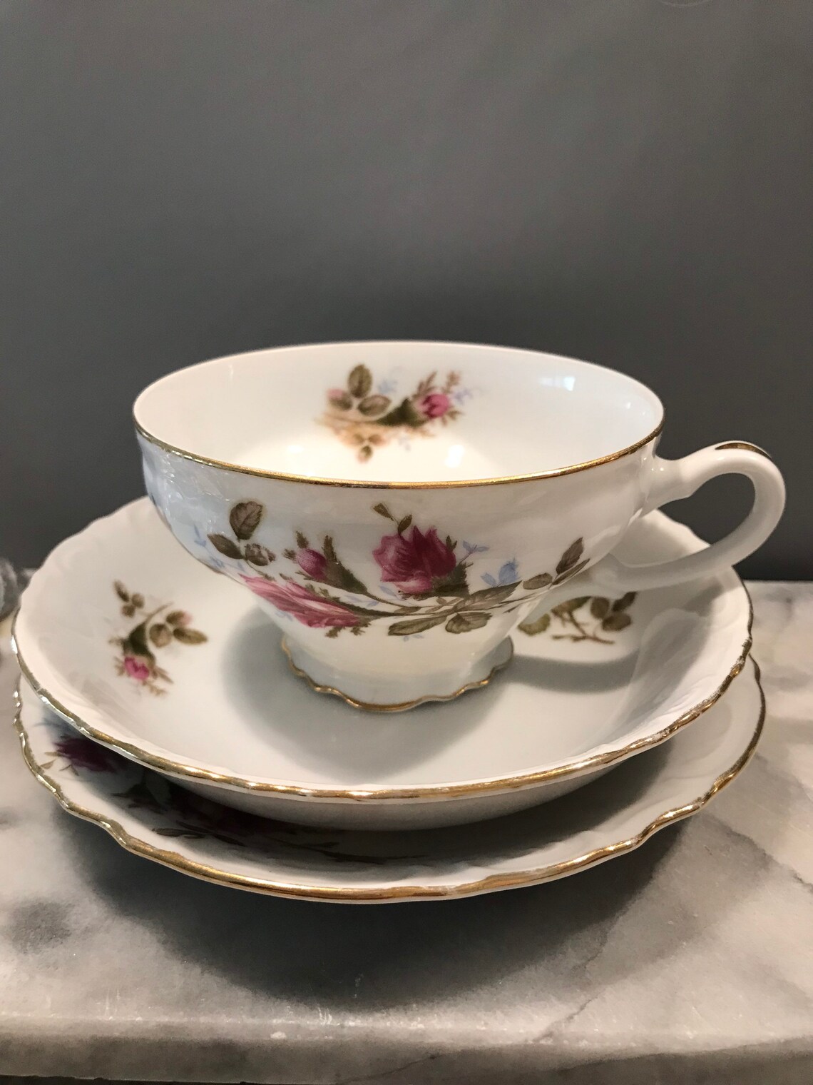 Vintage Royal Rose Fine China 3 Pc Set. - Etsy