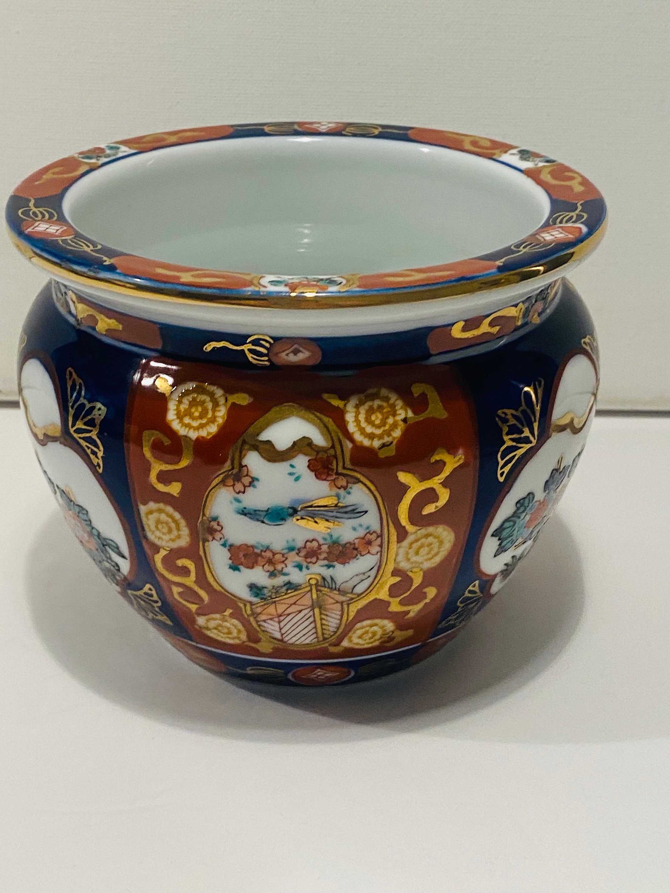 Vintage 1950s Gold Imari Hand Painted Cachepot Planter Japanese - Etsy