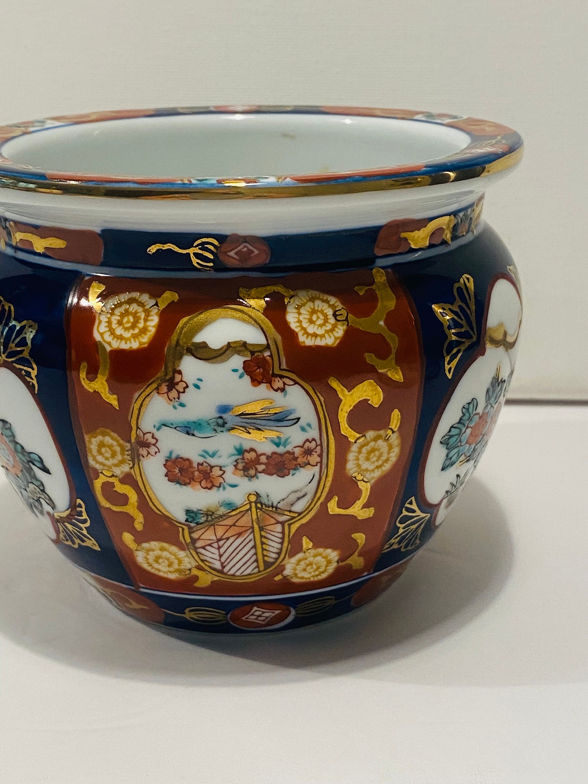 Vintage 1950s Gold Imari Hand Painted Cachepot Planter Japanese - Etsy