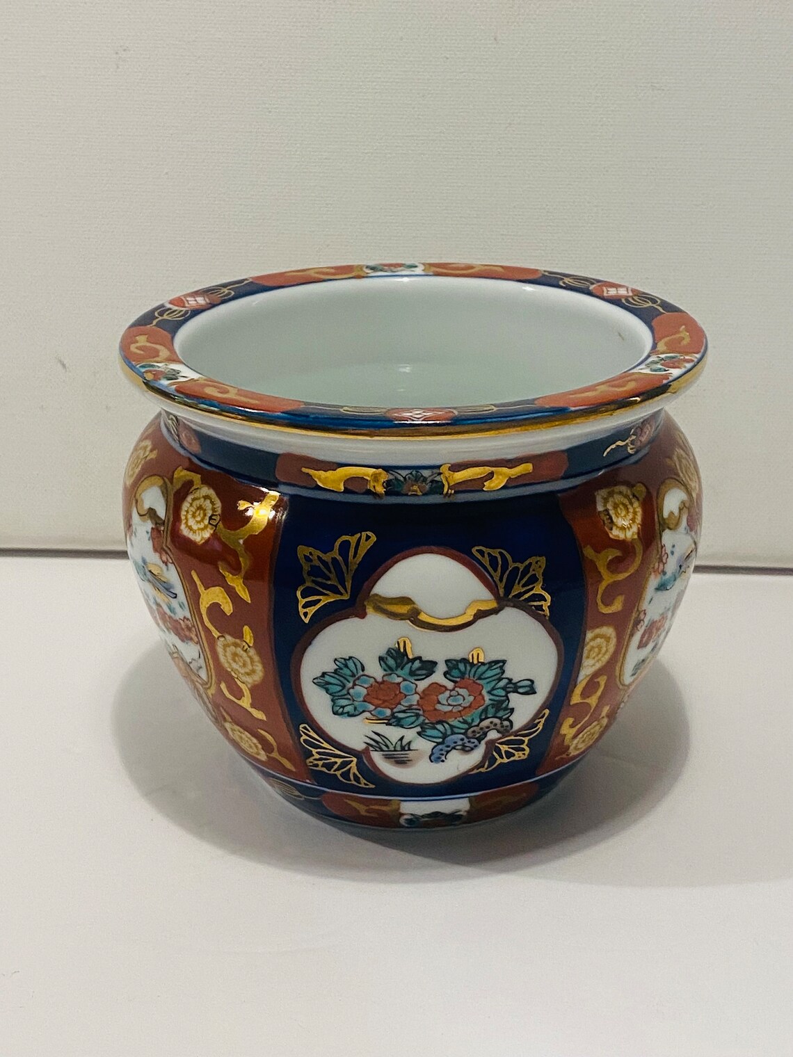 Vintage 1950s Gold Imari Hand Painted Cachepot Planter Japanese - Etsy