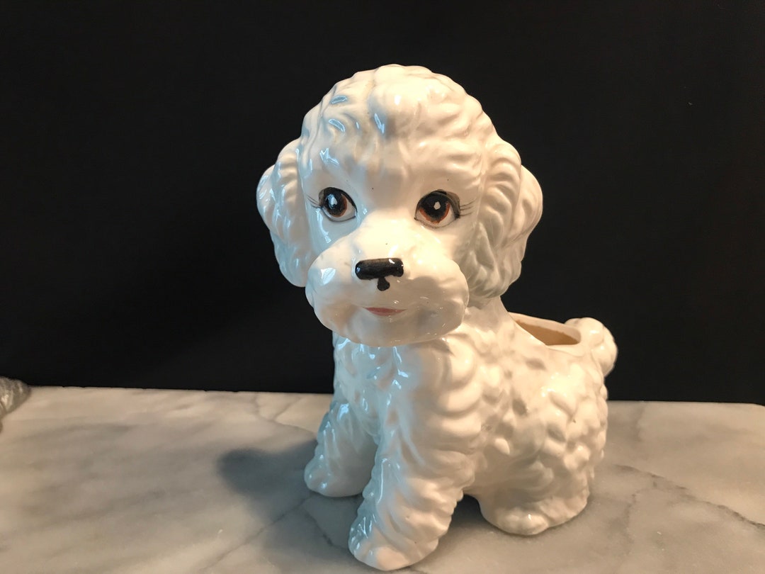 Vintage Ceramic Poodle Dog Puppy Planter Figurine Japan 6.5” - Etsy