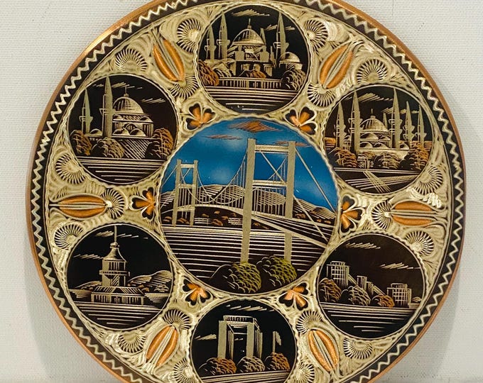 Vintage Cooper Handmade Engraved Plate Made in Turkey Wall Plaque 8” - Etsy