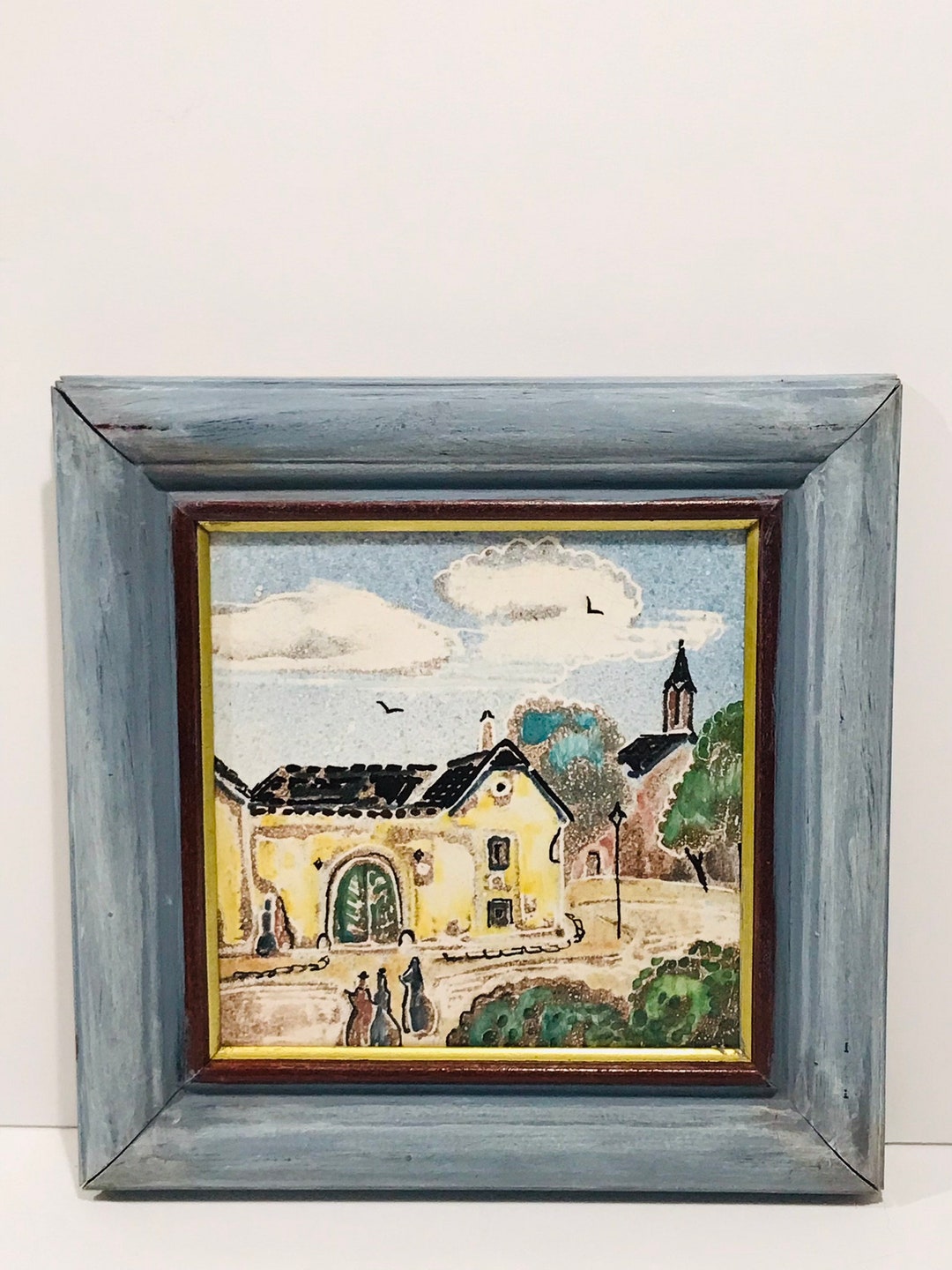 Vintage Hand Painted Enameled Vienna Art Ceramic Tile Made in Austria ...