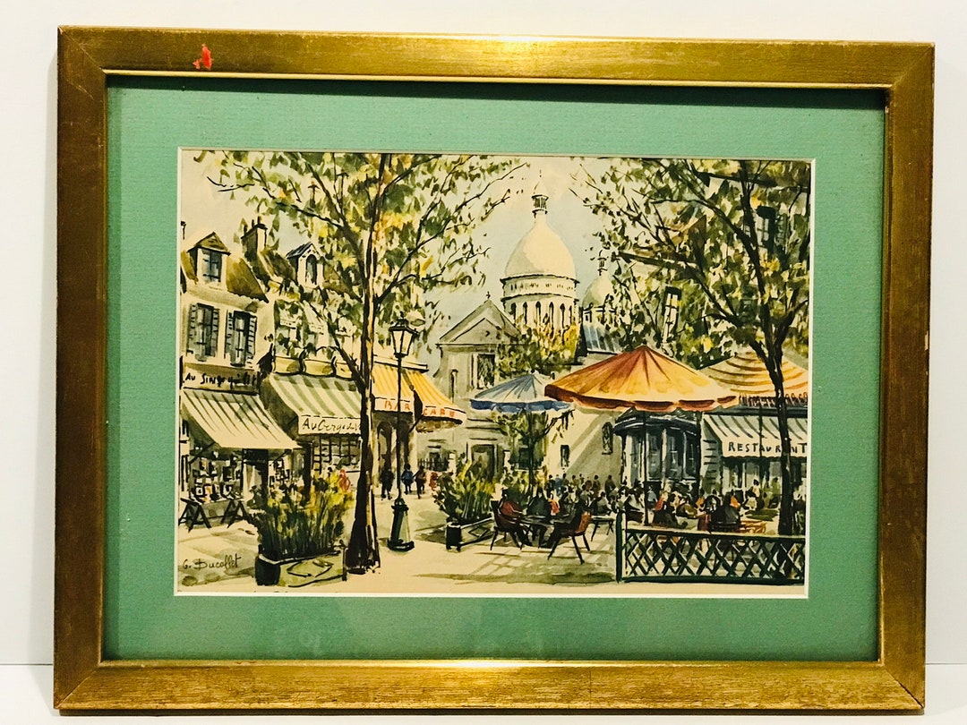 Vintage French Litho Claude Ducollet Paris 1950 Montmarte Framed 14”-11 ...