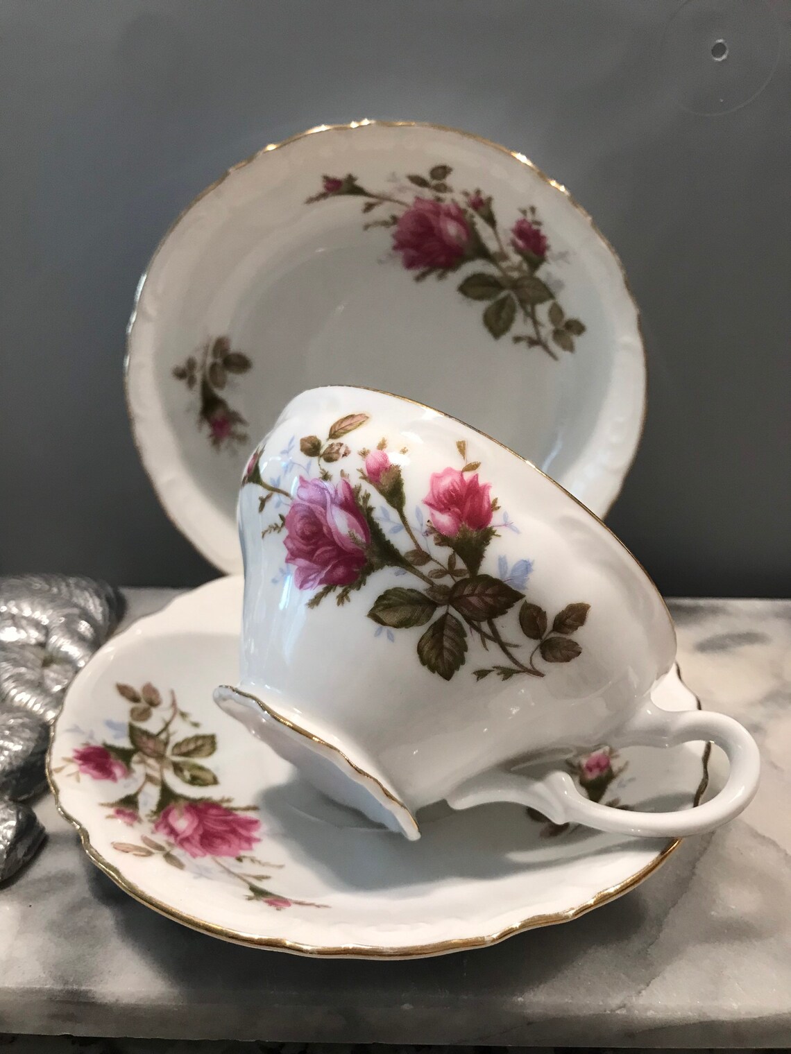 Vintage Royal Rose Fine China 3 Pc Set. - Etsy