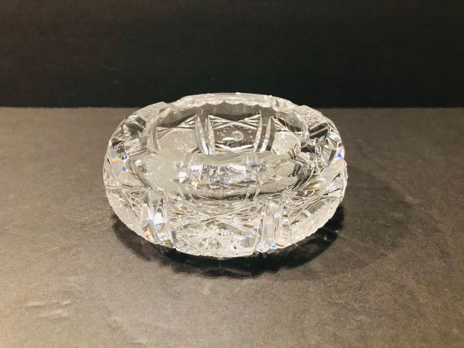 Vintage Mid Century Dish Cut Crystal Ash Tray Hob Stars 4.5 - Etsy