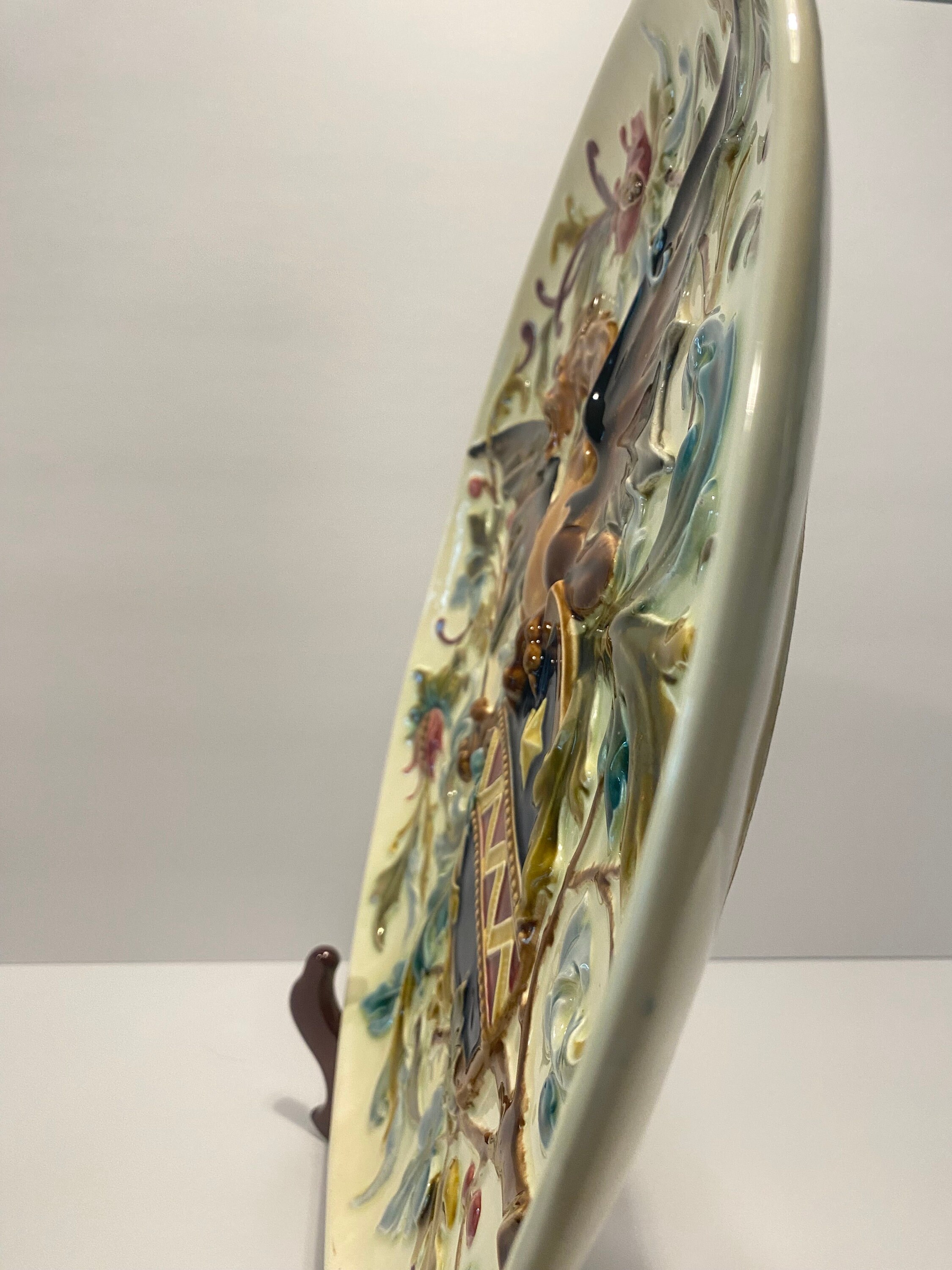 Antique Flying Dragon Rudolf Ditmar Zaim Majolica Wall Plaque 14.5 Very ...