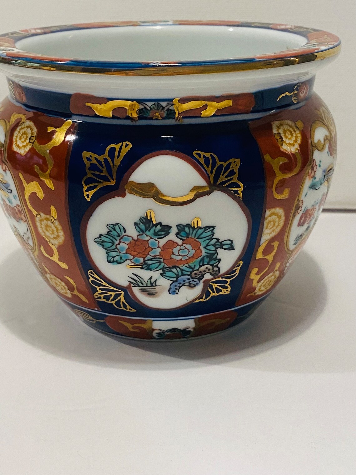 Vintage 1950s Gold Imari Hand Painted Cachepot Planter Japanese - Etsy