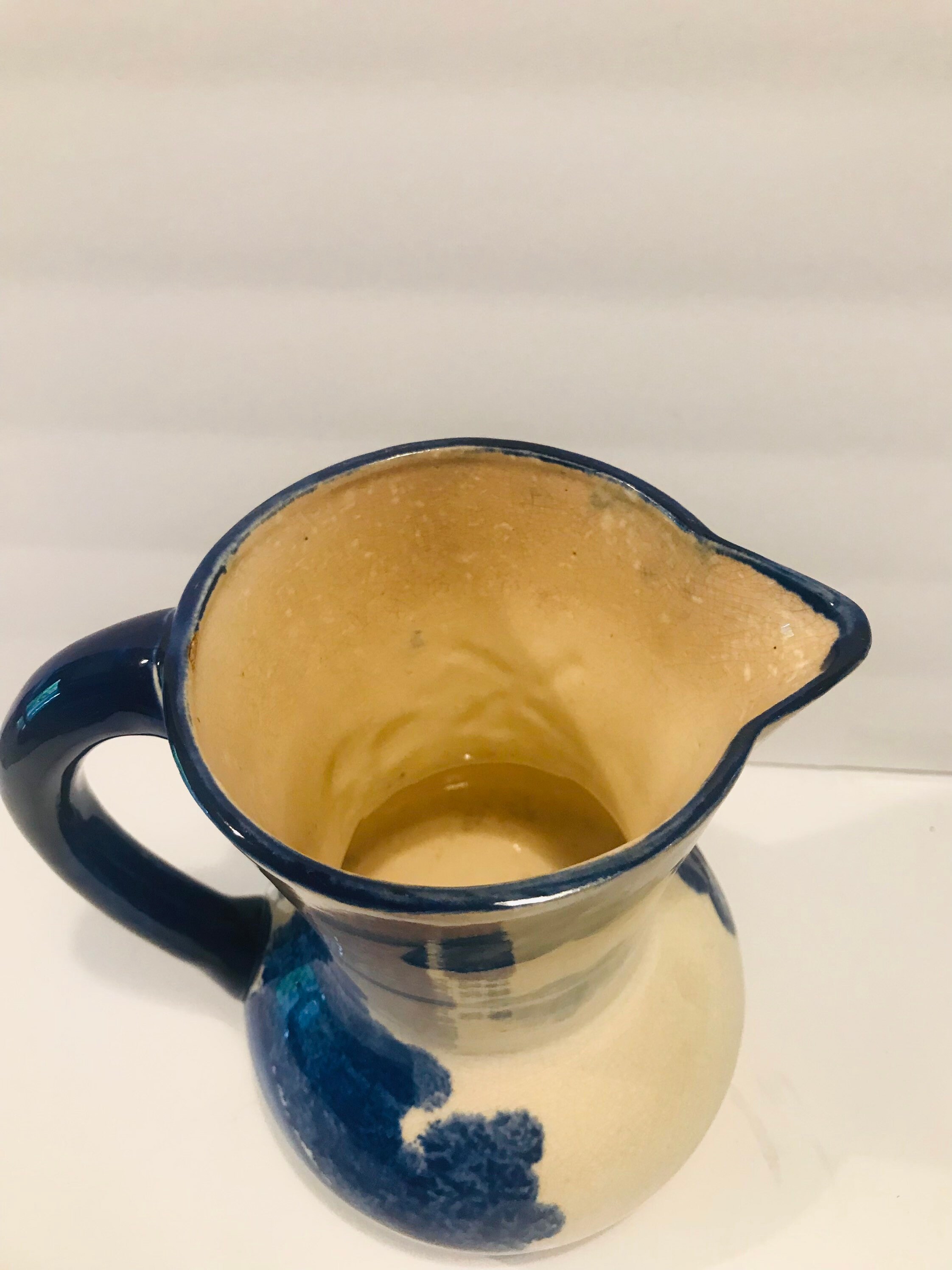 Antique Distressed Pitcher Lue White Windmill Design Made in Japan 8 - Etsy