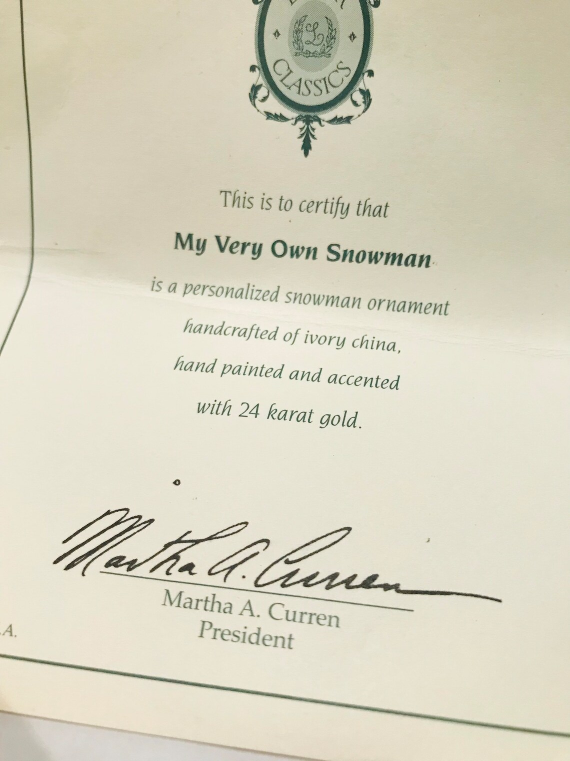 Vintage Lenox Treasure Handcrafted of Ivory China Personalized Snowman ...