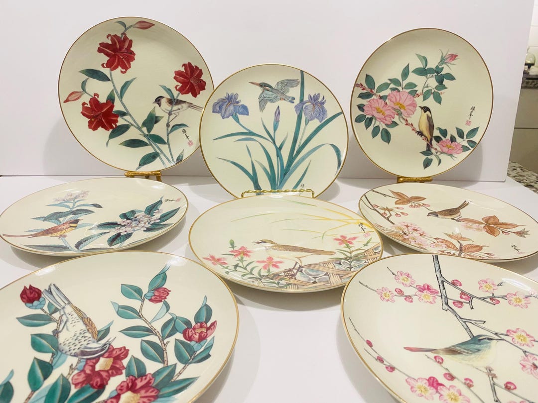 Vintage Satsuma Plate Collection Set of 8 garden of the Orient Japan ...