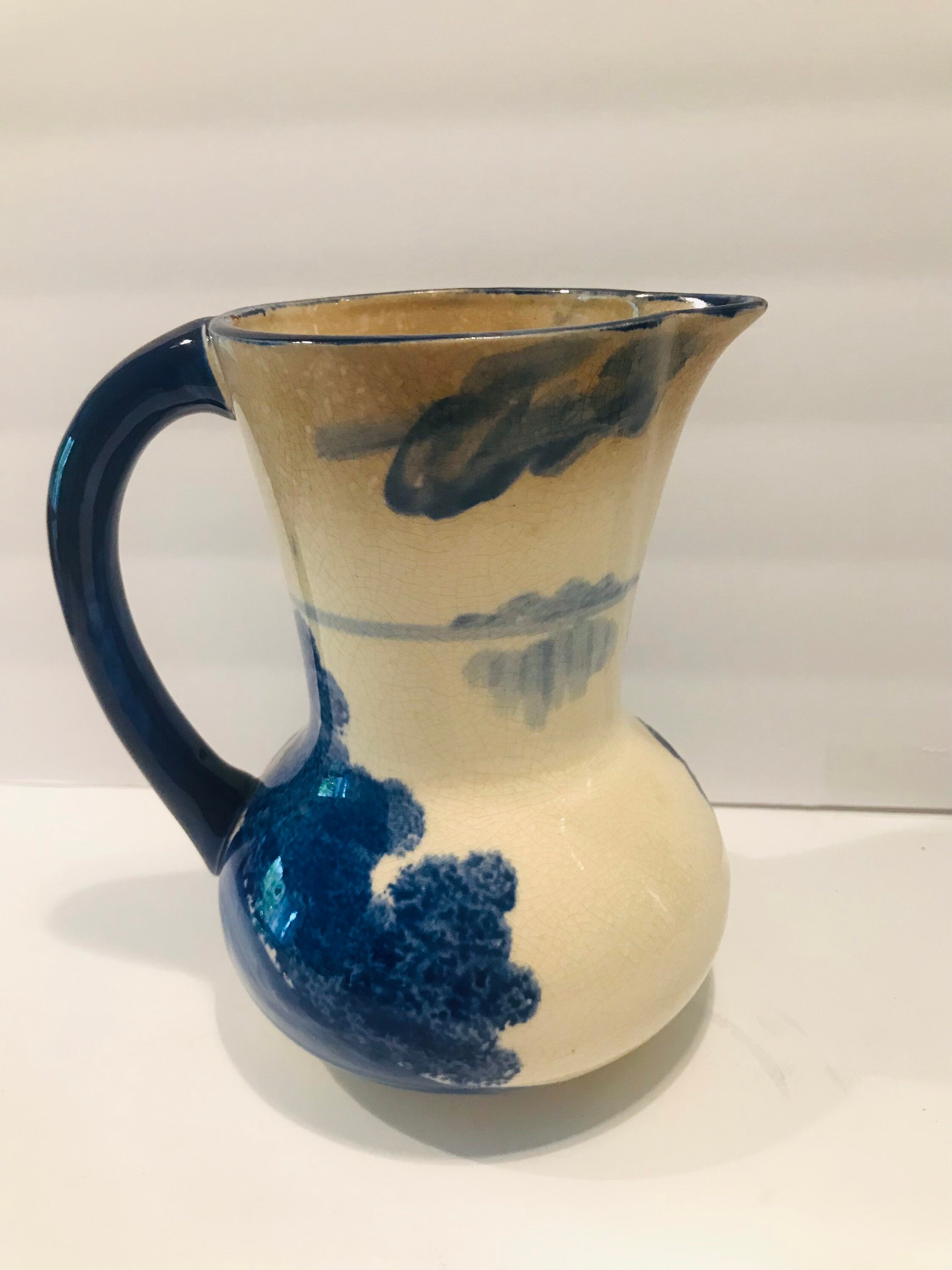Antique Distressed Pitcher Lue White Windmill Design Made in Japan 8 - Etsy