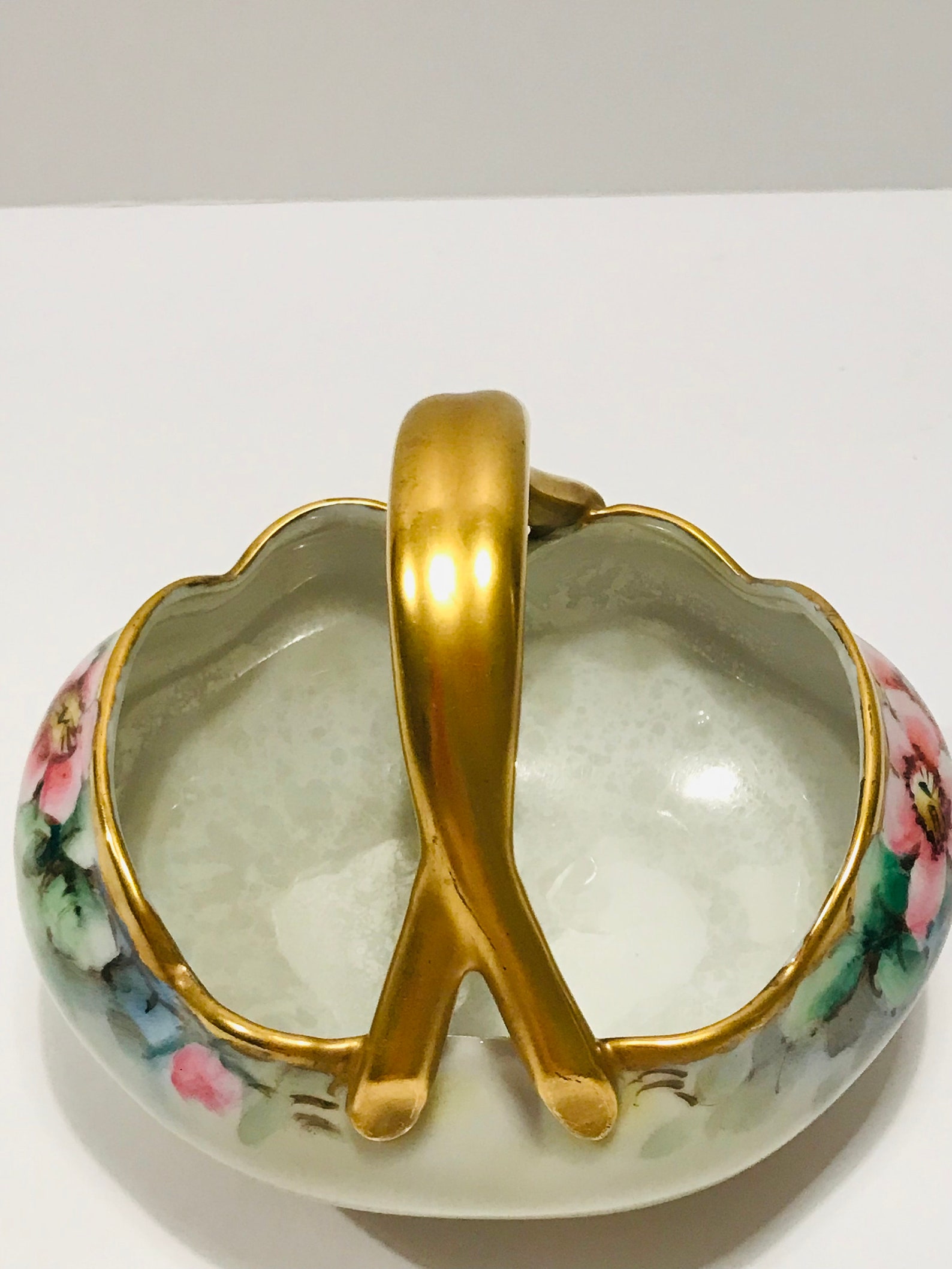 Antique Osborn China Hand Painted Pink Flowers Gold Trim Legged ...