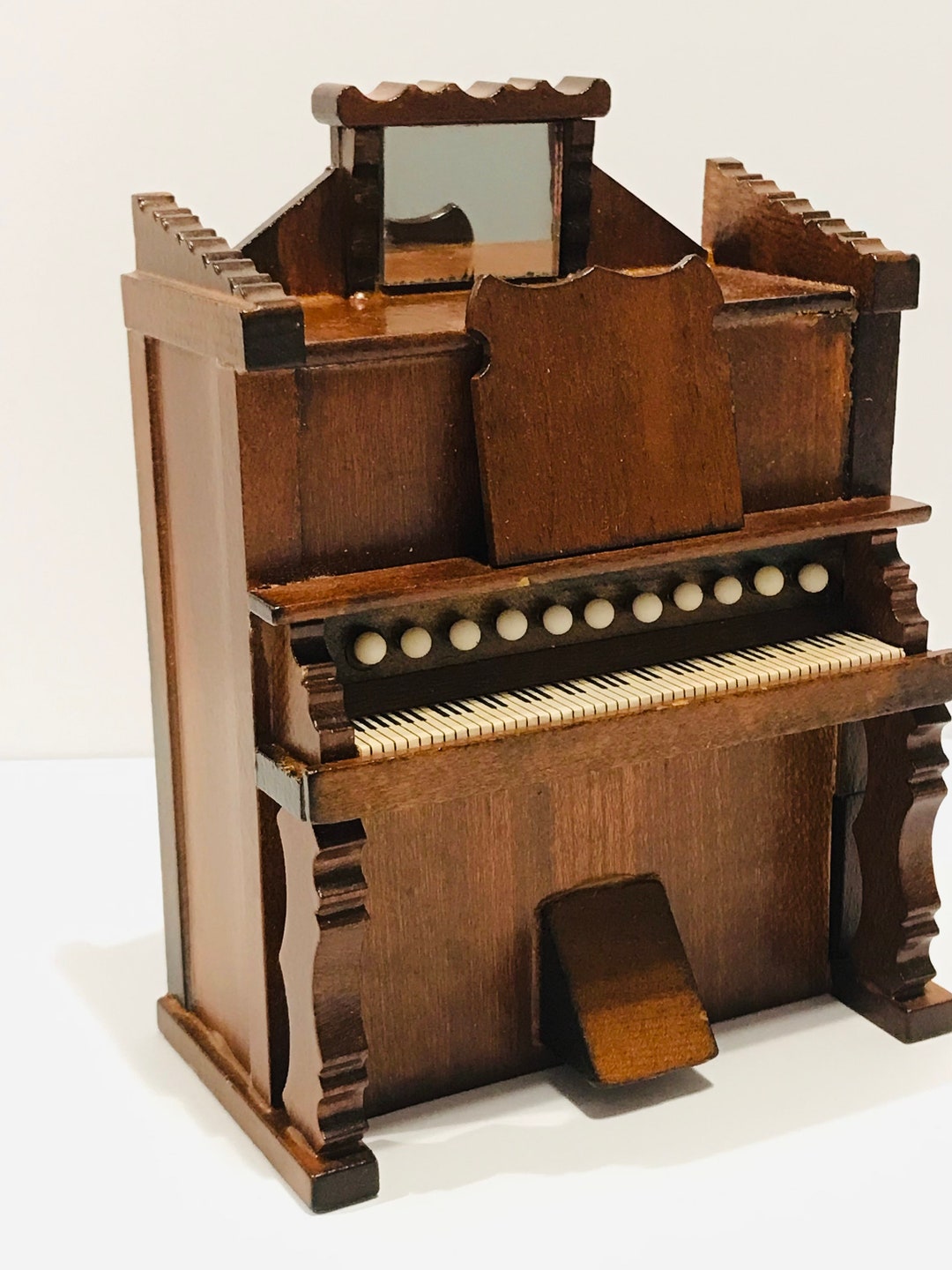Vintage Stackman Miniature Pump Organ 1:12 Wood Musical Box Dollhouse ...