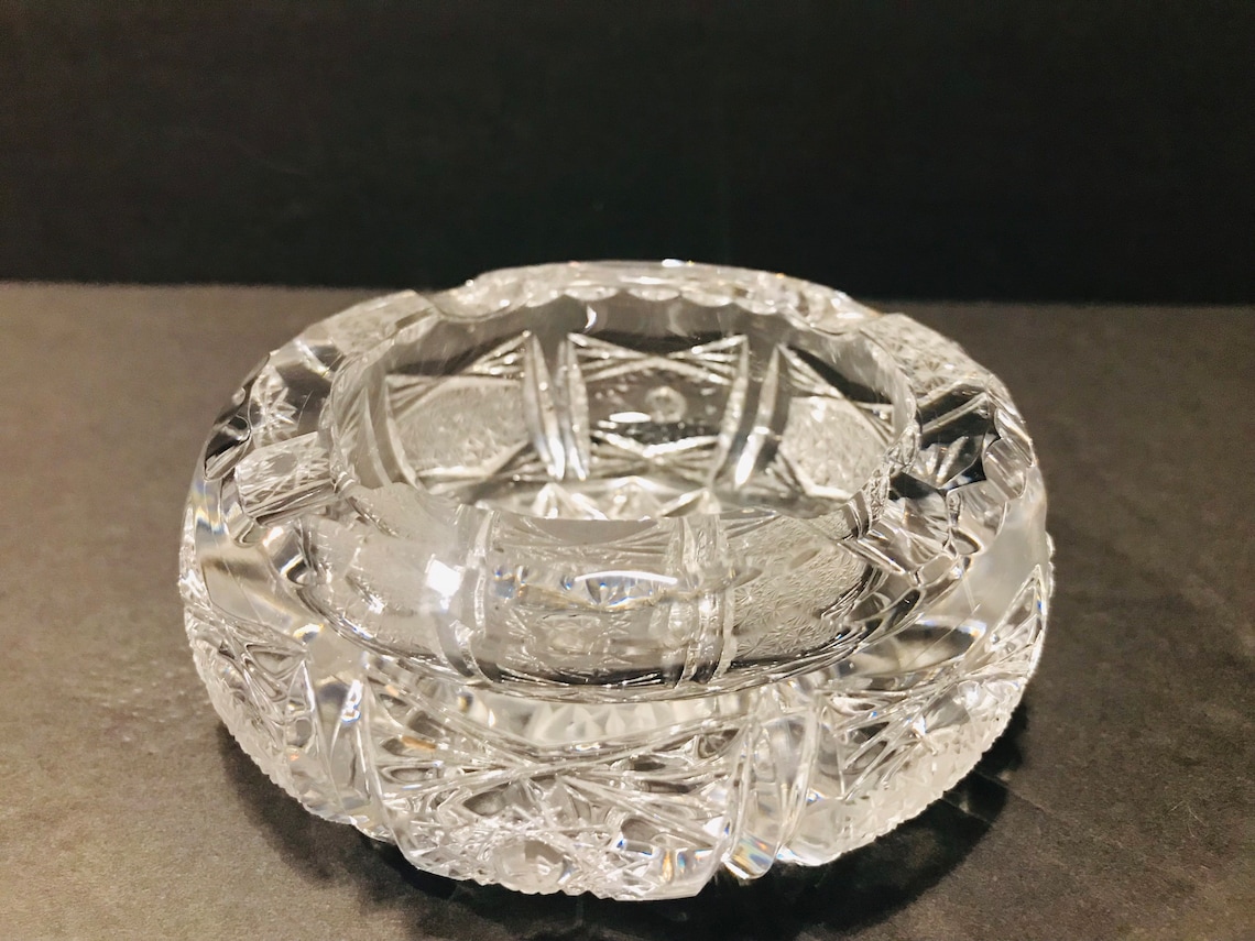 Vintage Mid Century Dish Cut Crystal Ash Tray Hob Stars 4.5 - Etsy