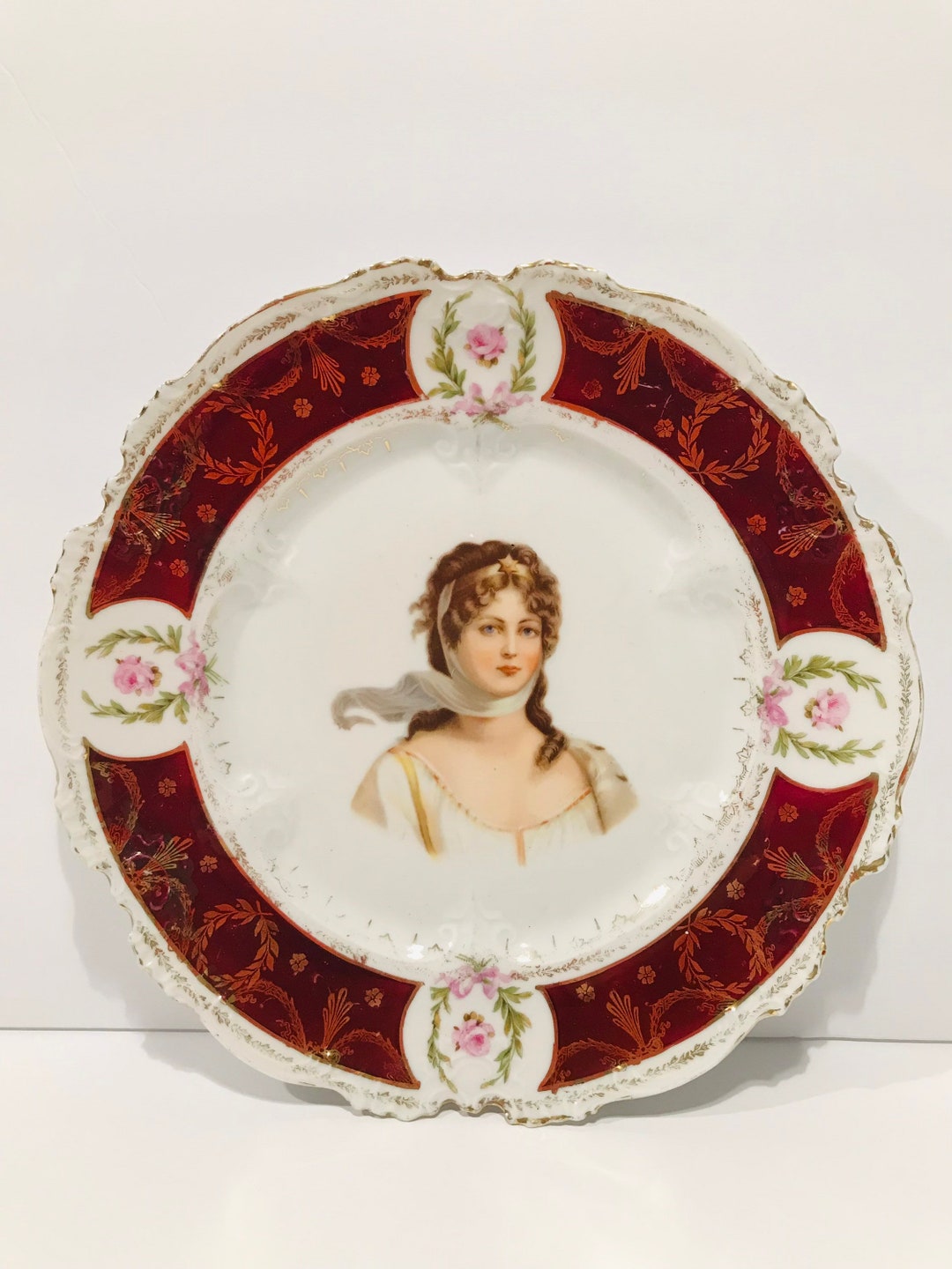 Antique Prussia Prov Saxe ES Germany Porcelain Plate Scalloped Edges ...