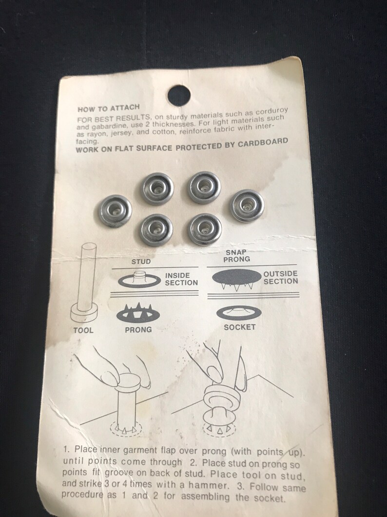 Vintage From 1940s Snap Fasteners W/ Attaching Tool, 6 Sets by Dyno Japan - Etsy