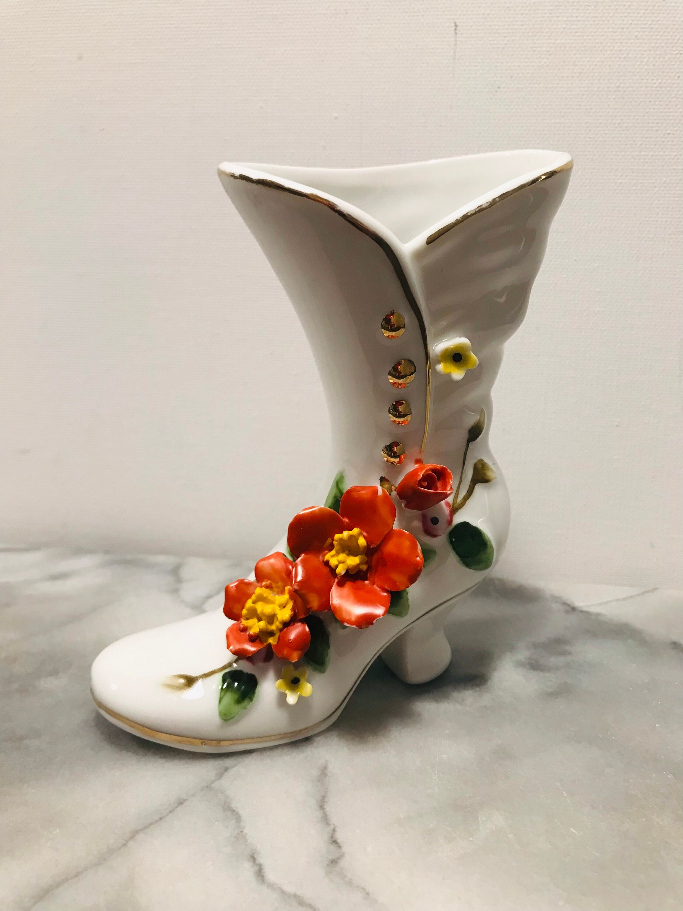Vintage Royal Crown Decorative Porcelain Boot 3D Floral Design 54 - Etsy