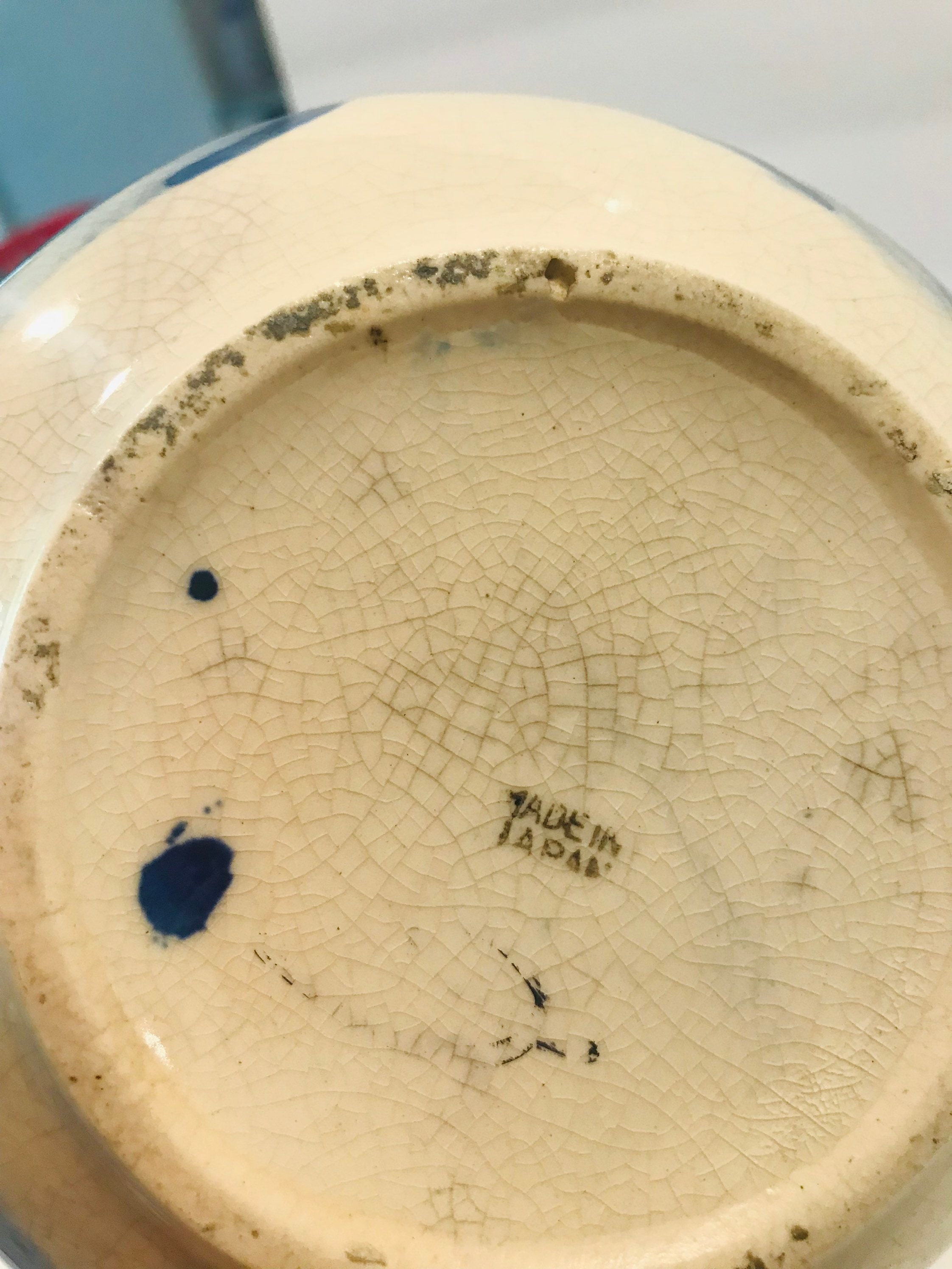 Antique Distressed Pitcher Lue White Windmill Design Made in Japan 8 - Etsy