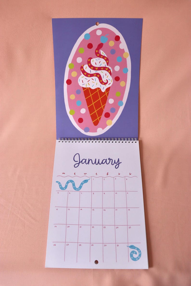 2026 Illustrated Food Calendar | Sweet Treats, Snacks, Snakes ...