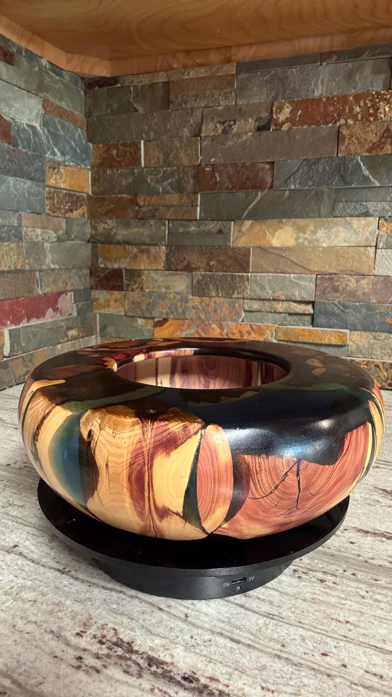 Custom Juniper and Red Blue Epoxy Bowl - Etsy