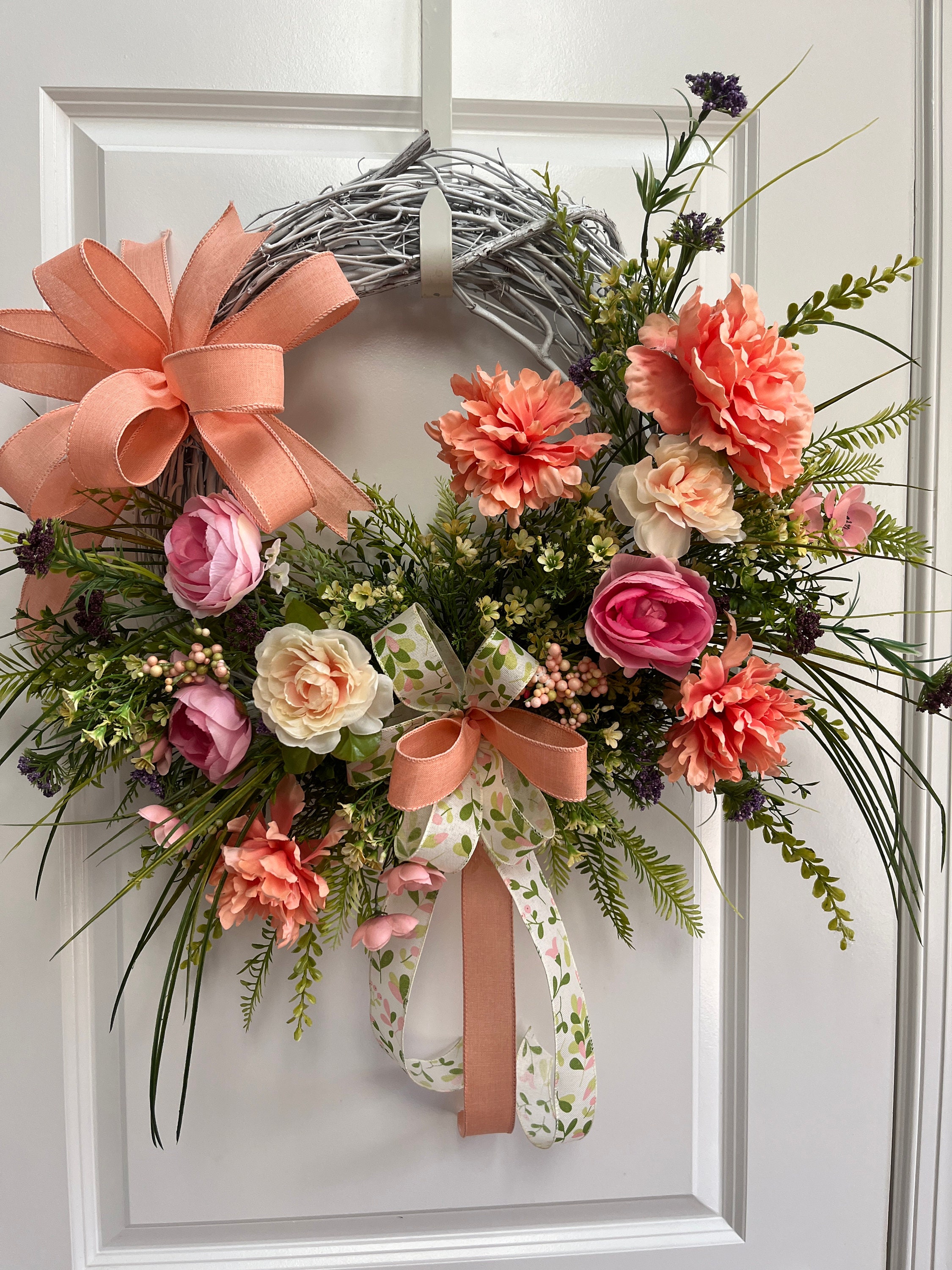 Large Spring Wreath With Peony, Ranunculus, and Roses for Front Door - Etsy