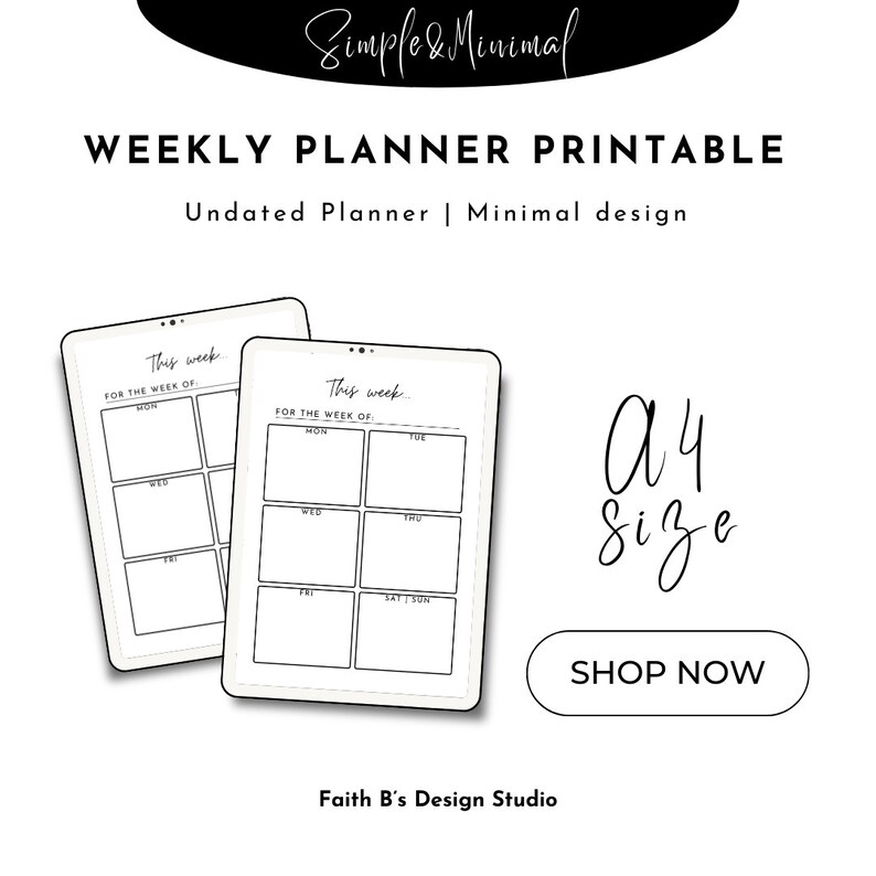 Printable Weekly Planner: Elegant A4 Size Landscape Format Print at ...