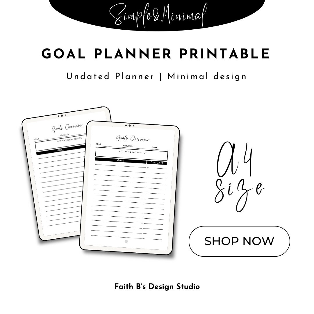 Daily Goals Planner: Daily Goal Progress Tracker, Simple Goal Setting ...