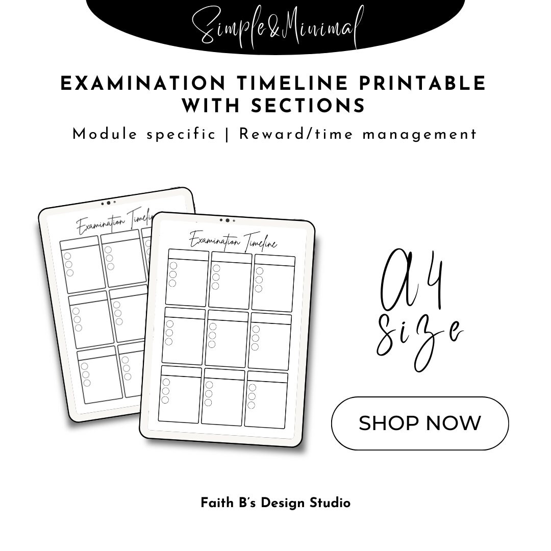 A4 Examination Timeline Planner | Clear and Structured Study Schedule ...