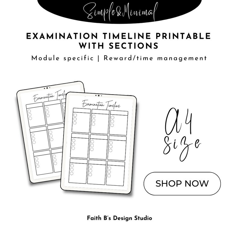 A4 Examination Timeline Planner | Clear and Structured Study Schedule ...
