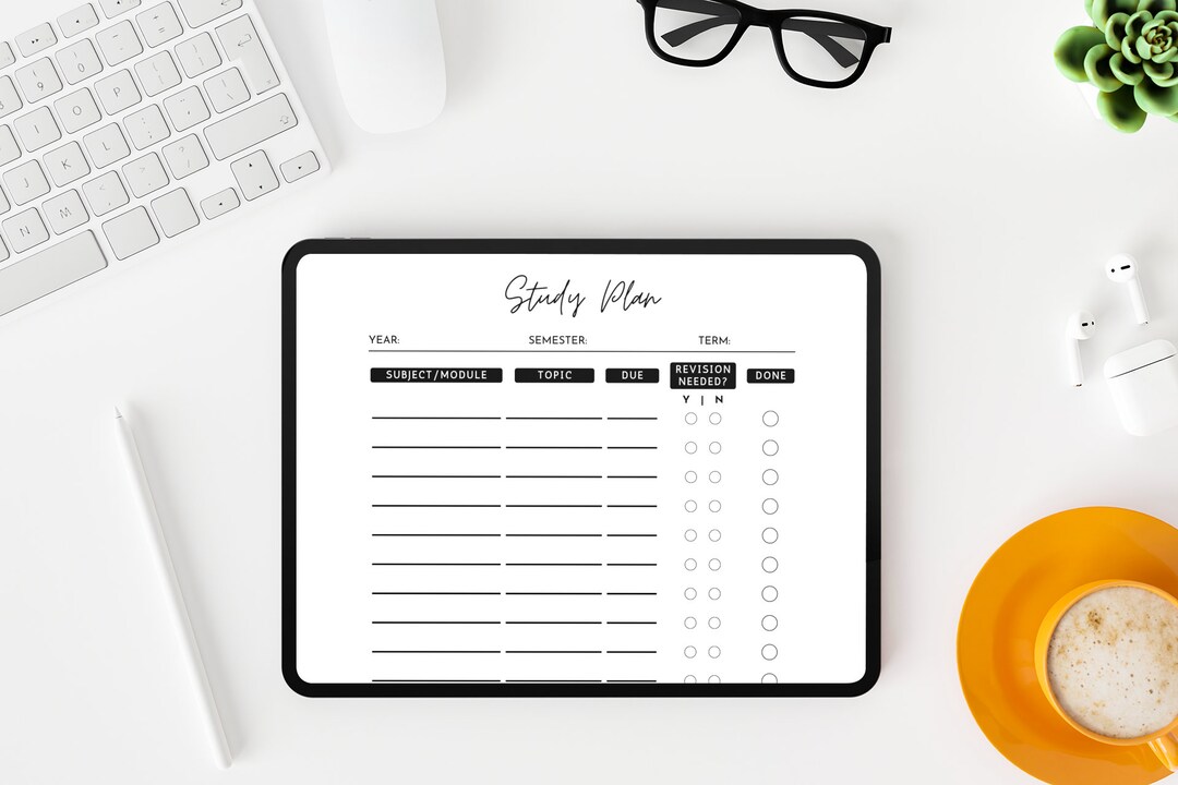 Minimal Study Planner per Module Printable A4 Table Format - Etsy