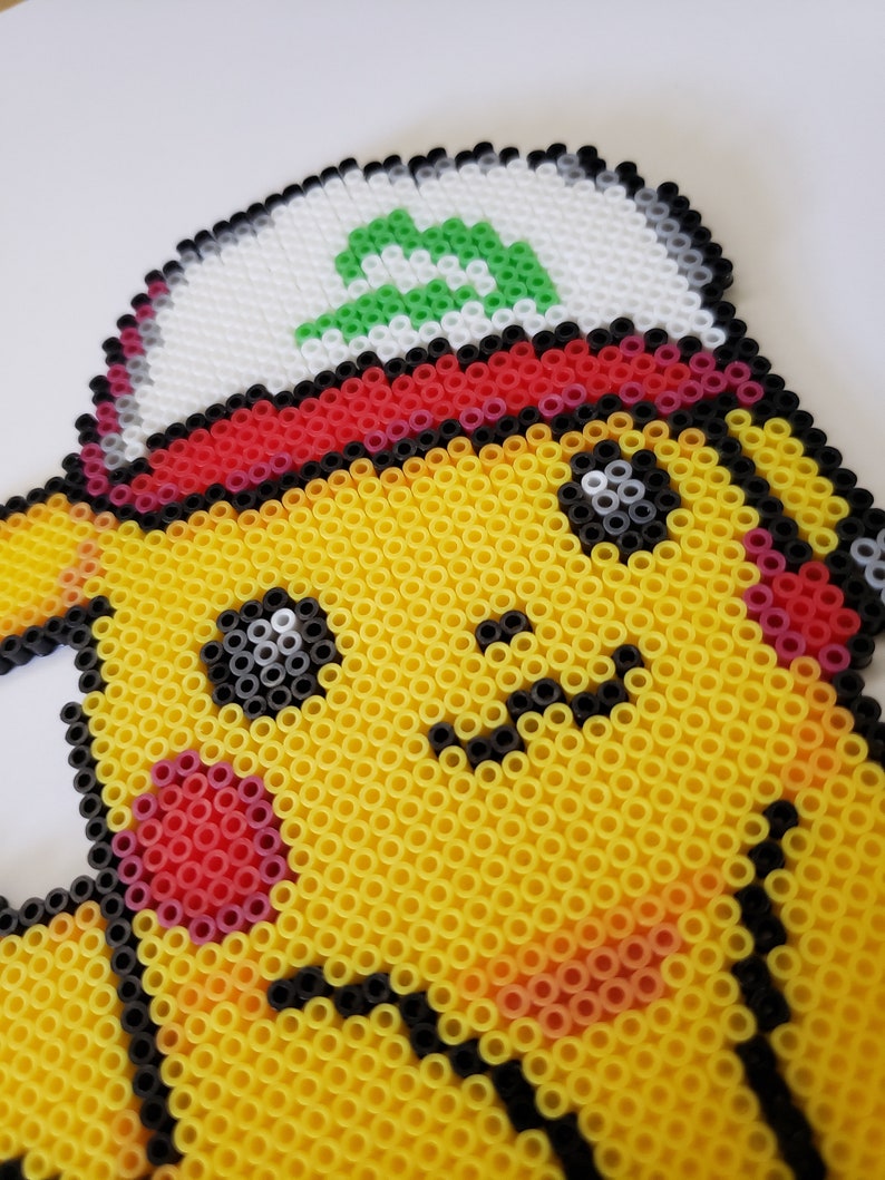 Pikachu Wearing Ash's Hat Sprite Mini Perler Bead Creation - Etsy